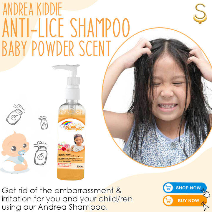 Andrea Anti-Lice Kiddie Shampoo Baby Powder 250ml ( PANG ALIS KUTO AT LISA ) Lice Remover ...