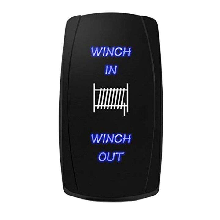 MICTUNING 7Pin DC12-24V Winch In Winch Out Rocker Switch w/ Laser Blue ...