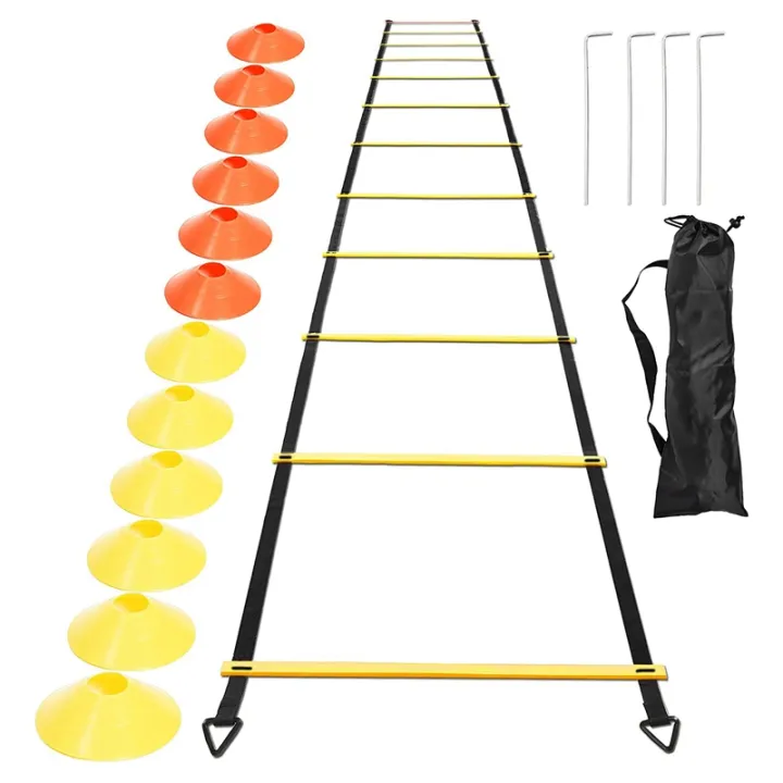 Sports Speed Agility Training Set 12 Disc Cones 4 Steel Stakes and ...