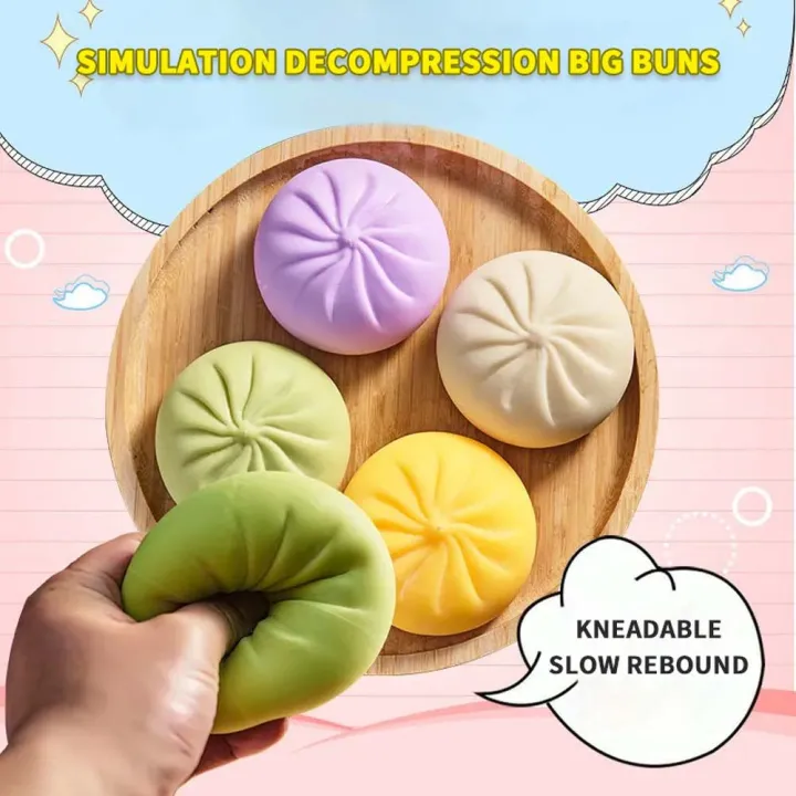 Colorful Squishy Dumpling Toys Kawaii Simulation Soft Bun Decompression ...
