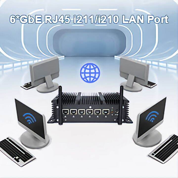 จัดส่งฟรี fanless Firewall Industrial Server มินิ PC In Core i5-8265U 6 ...
