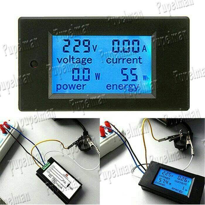 20A 4 in 1 Digital AC Multimeter Wattmeter Voltmeter Ammeter Digital 0 ...