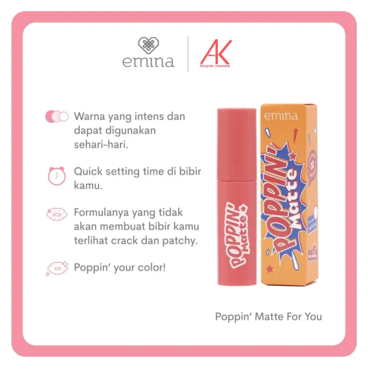 Emina Poppin' Matte 4.5 g - Lip Cream Tahan Lama [Lipcream] [Chatime ...