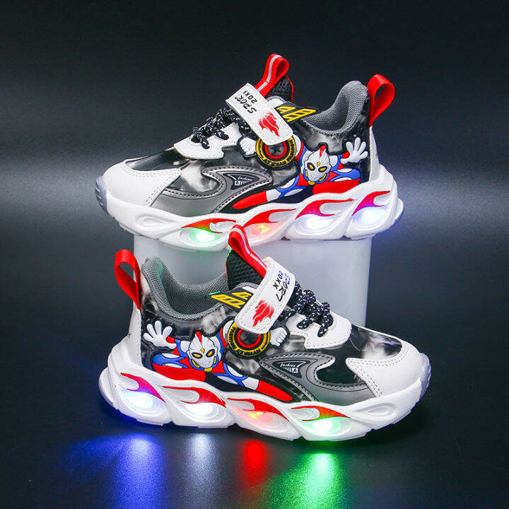 ยางระบายอากาศแฟชั่นใหม่เดินวิ่งการ์ตูน Ultrae รองเท้าผู้ชายสำหรับเด็กน้ำหนักเบาส่องสว่างรองเท้า ...
