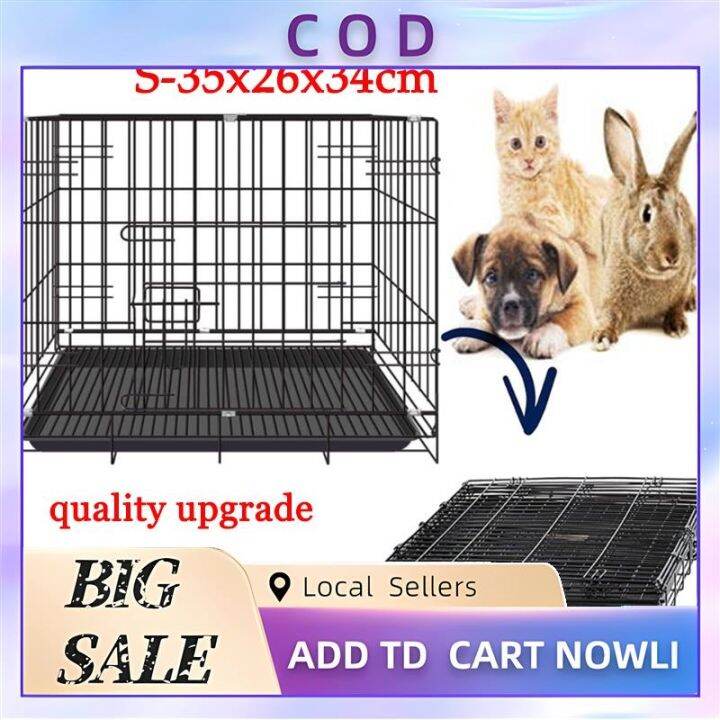 Ready stock 】 Dog Cage Foldable Pet with Poop Heavy Duty Cages for cage ...