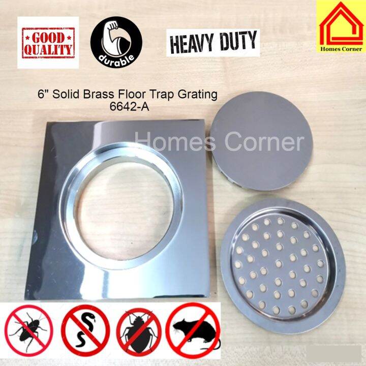 Outdoor / Indoor Heavy Duty Solid Brass Floor Trap Grating 6" (Model ...
