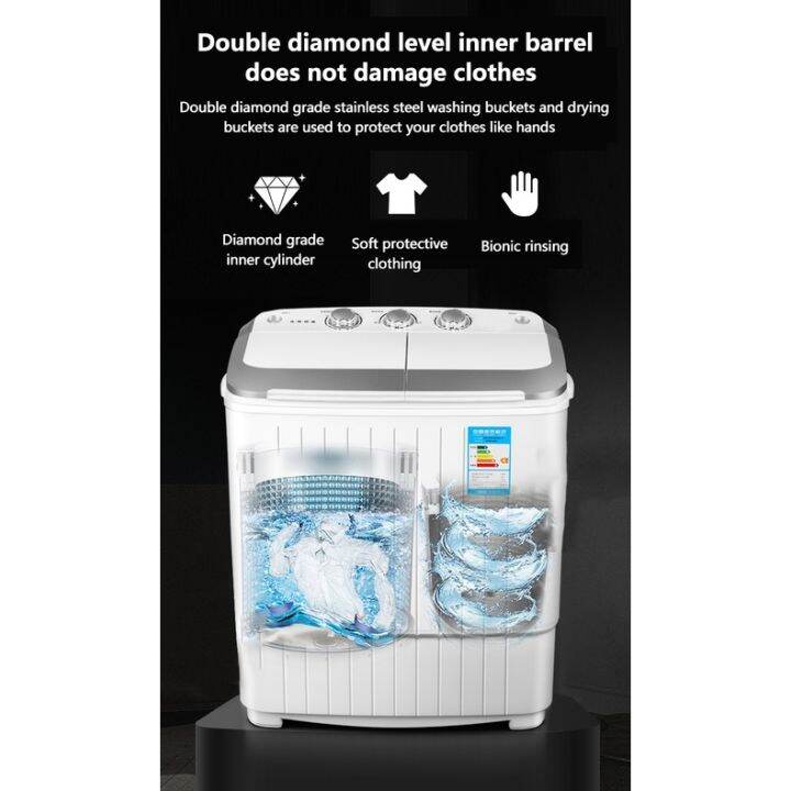 6KG Twin Tub Washing Machine-With Dryer,Household Semi-Automatic ...