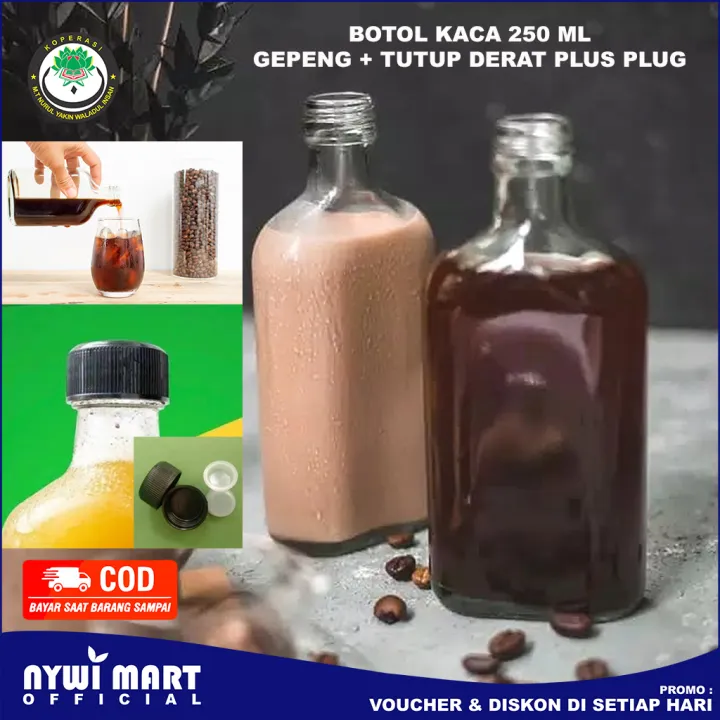 ( PAKET ISI 20 ) Botol Madu Kaca 250 ml / Botol gepeng / Botol Kaca ...