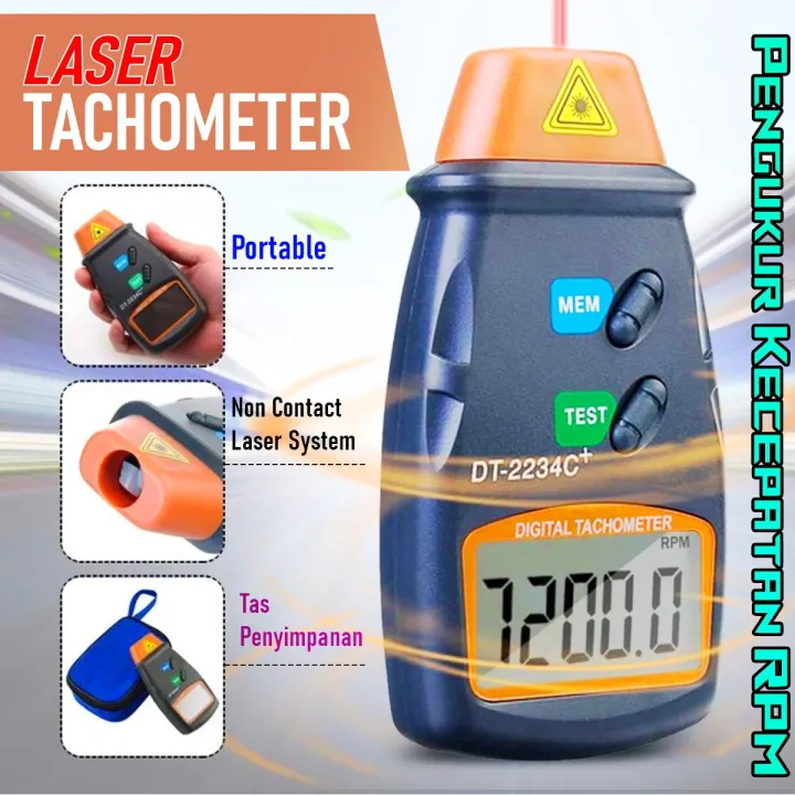 Digital Laser Tachometer DT-2234C+ Non Contact Photo RPM Speedometer ...