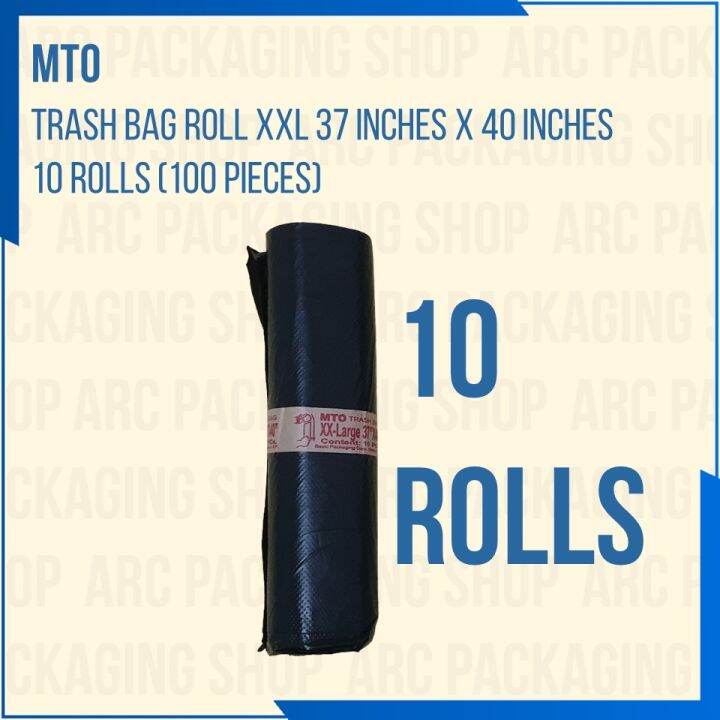 MTO Trash Garbage Bag Roll Black XXL 37x40 - 10 Rolls (100 Pieces)YpY ...