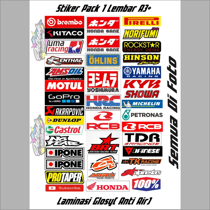 STIKER PACK SPONSOR RACING SSS RCB HONDA GANK OHLINS DLLN STIKER MURAH ...