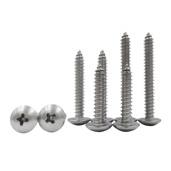 [1000] 4mm stainless steel 304 cross flat head self-tapping screw wood screw M4*6x8x10x12x14 ...