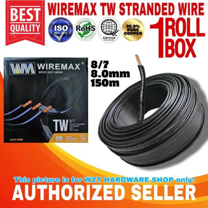 WIREMAX TW STRANDED WIRE 99.9％ COPPER WIRE 8/7 8.0mm 150 METERS (1ROLL/1BOX ) | Lazada PH