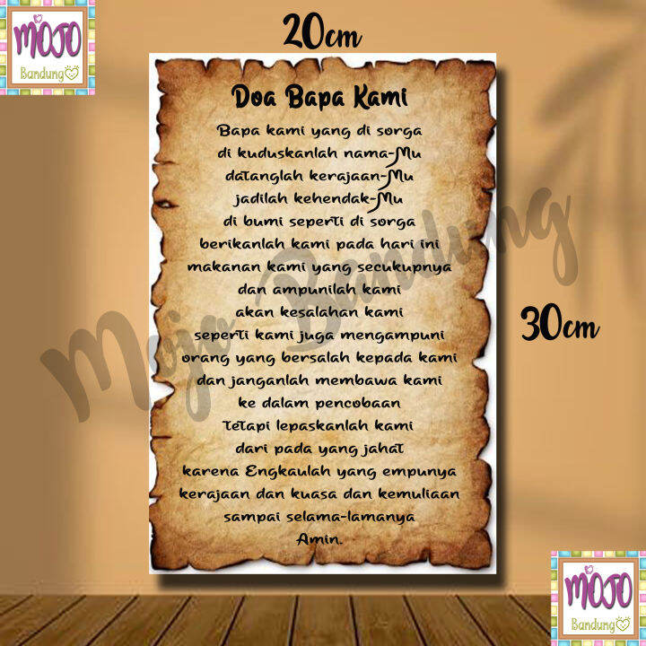 Hiasan Dinding Rohani Doa Bapa Kami Kristen ukuran 20x30 | Lazada Indonesia