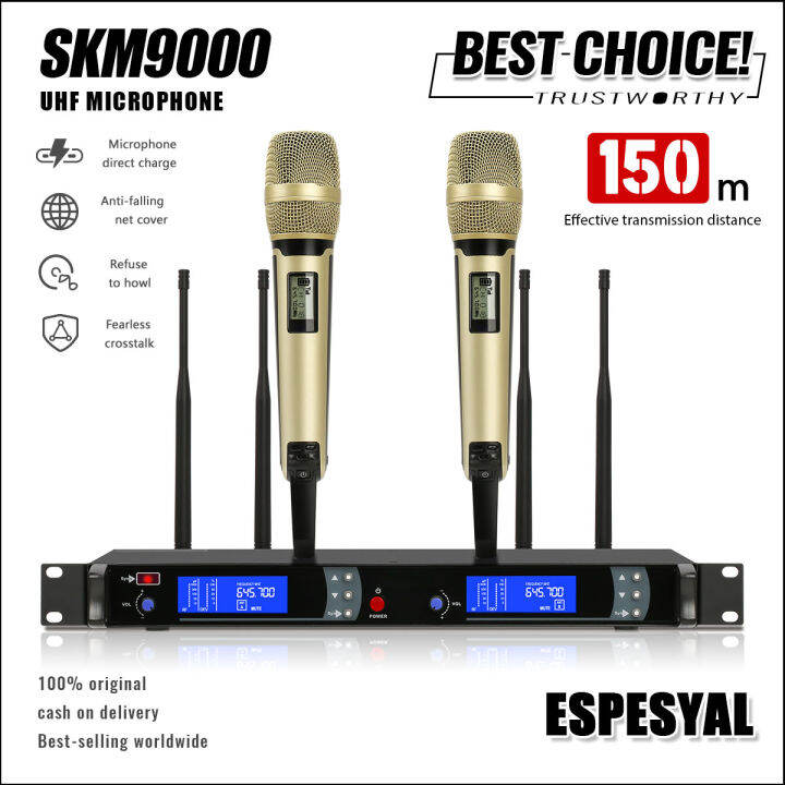 【original】 SKM9000 1 para sa 2 Wireless Microphone 2 Handheld Microphone True Diversity UHF Band ...