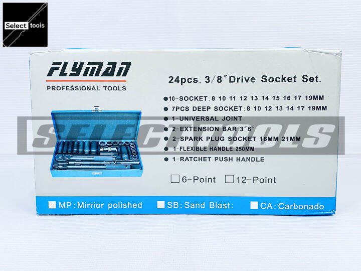 Flyman 24 Pcs. 3/8 Drive Socket Wrench Set 6 Point (Hex Type) | Lazada PH