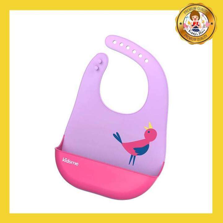 Kidsme Easy clean bib ชุดซิลิโคนกันเปื้อน (สีชมพู) | Lazada.co.th