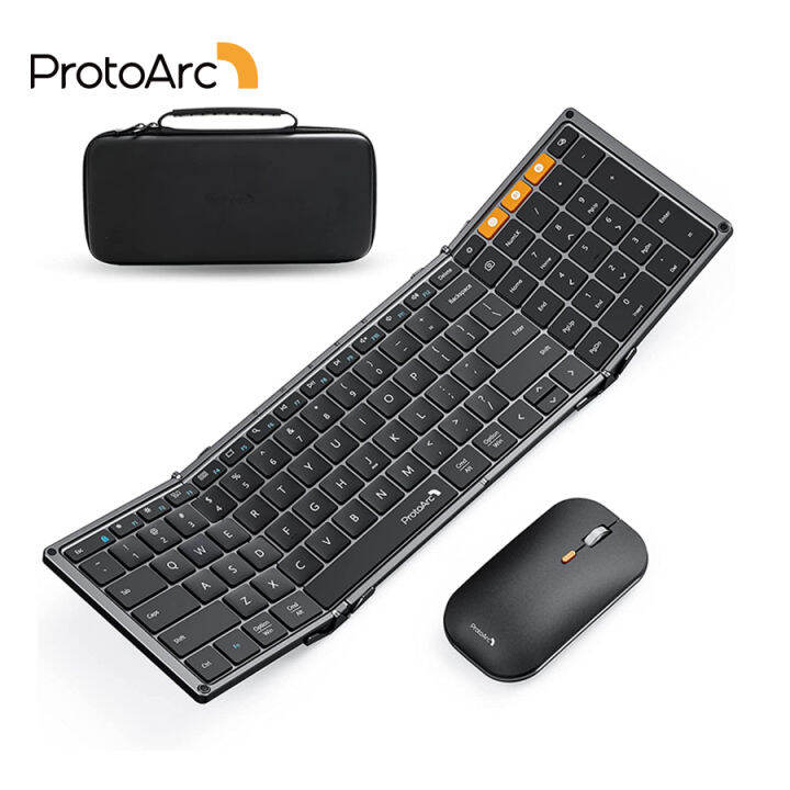 Protoarc Xkm01 Tri Fold Bluetooth Wireless Keyboard And Mouse Combo Protable Slim 2 4g Full Size