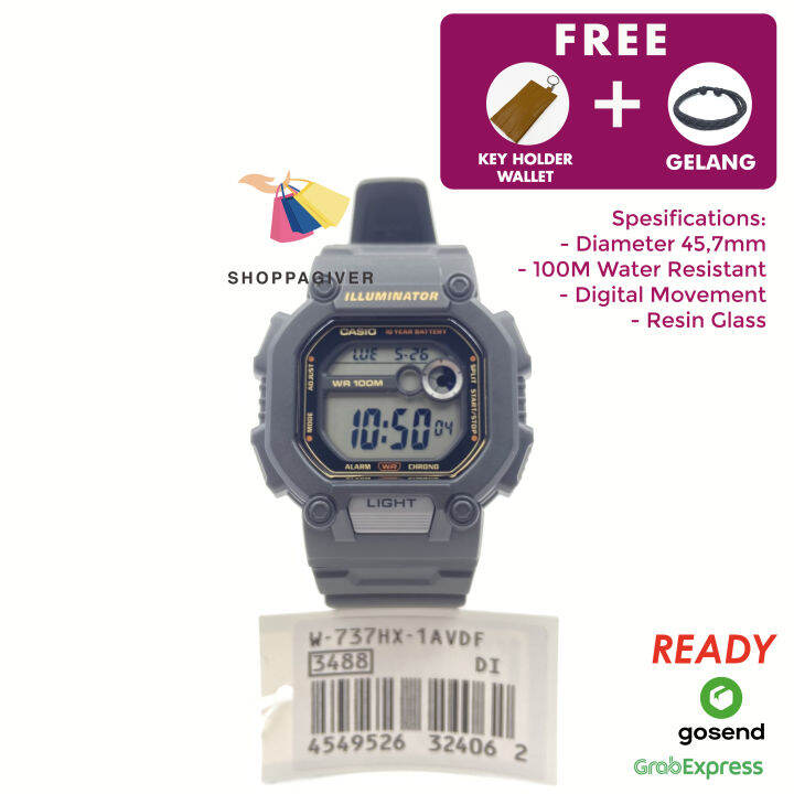 Jam Tangan Pria Casio Original W 737hx 1a W 737hx 1avdf Long Strap