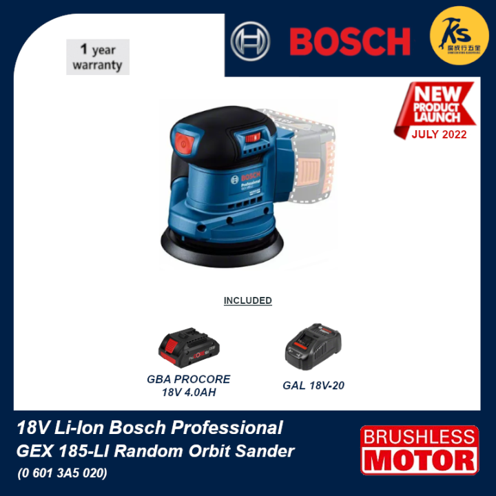 BOSCH GEX 185-LI Random Orbit Sander ( 0 601 3A5 020 ) | Lazada