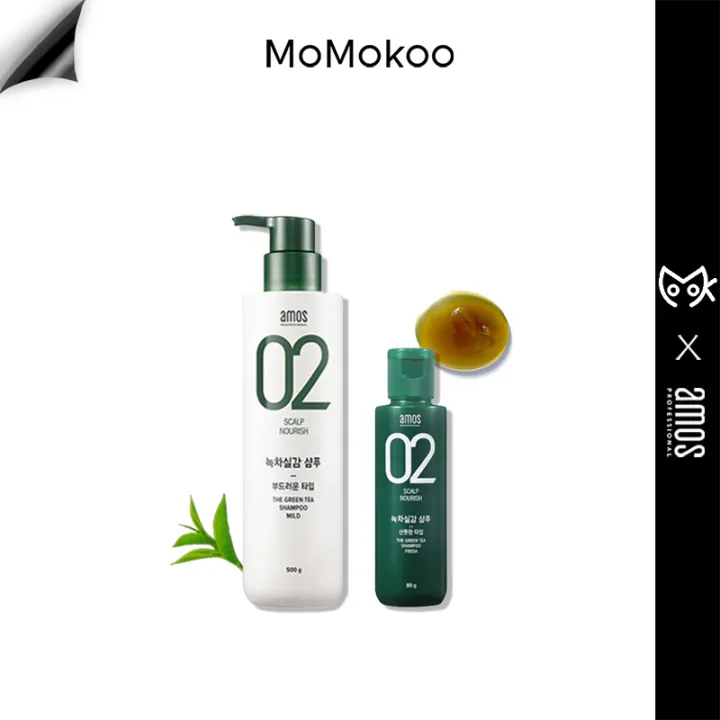 AMOS PROFESSIONAL Green Tea Fresh Hair Shampoo set Mild Shampoo for ...