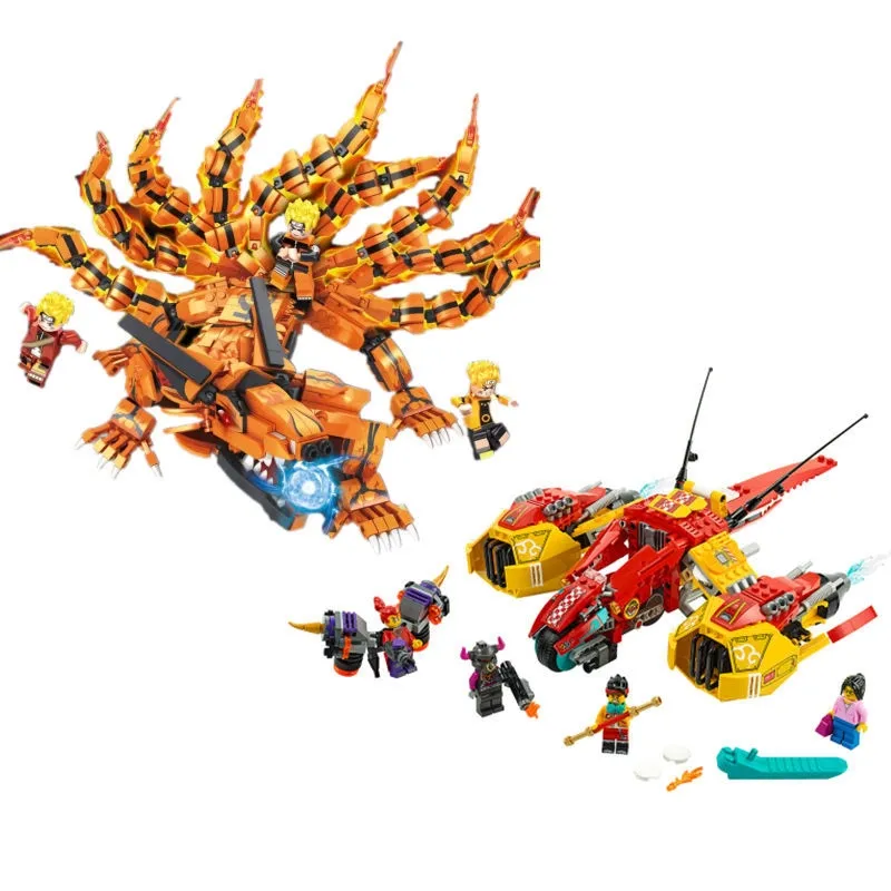 HJFGF ใช้ได้กับเลโก้นารูโตะอาคารนินจาโก้บล็อกจิ้งจอกเก้าหางใหม่นารูโตะ ...