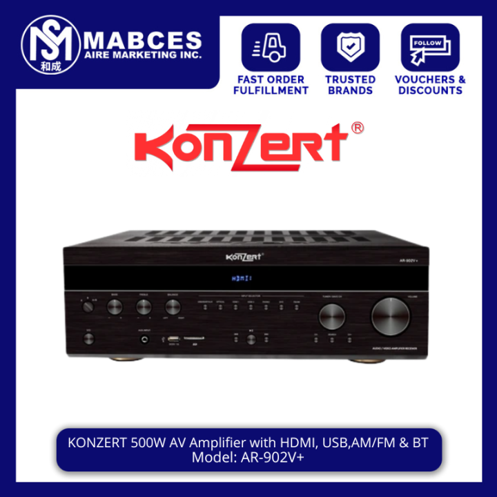 Konzert 500W AV Amplifier with HDMI, USB,AM/FM & BT AR-902V+ | Lazada PH