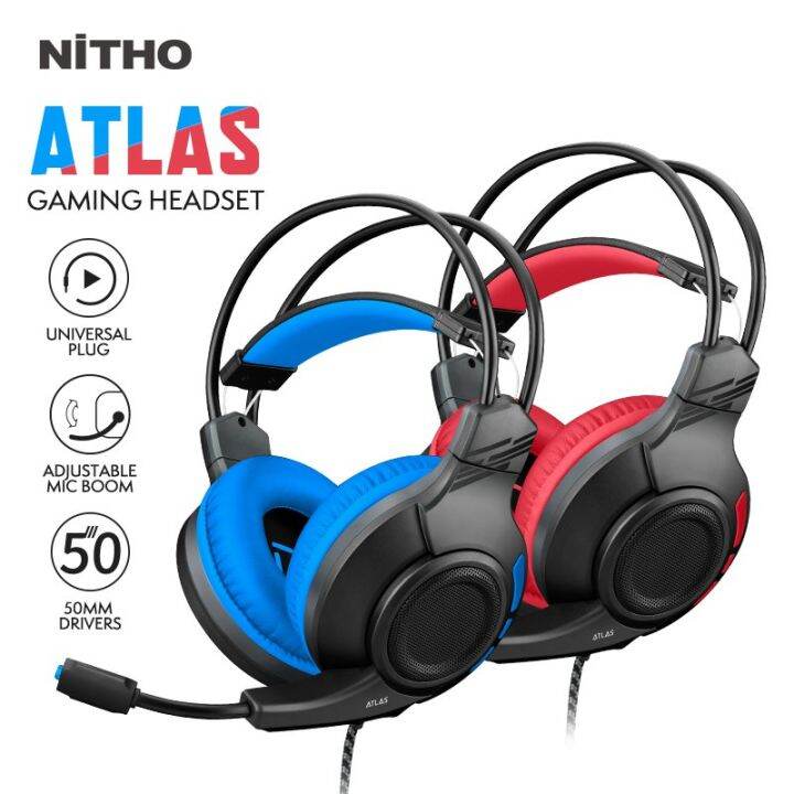 NITHO ATLAS STEREO GAMING HEADSET RED, with foldable omni-directional ...