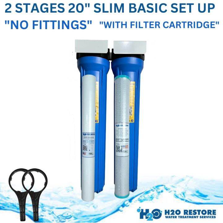 Water Filter H2O RESTORE 2 Stages Basic Complete Set 20" x 2.75" Slim ...