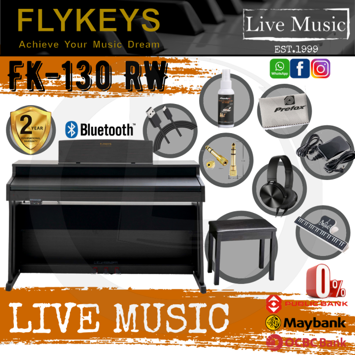 FLYKEYS FK130 88-Key Digital Piano Home Electric Piano Keyboard - Rosewood (FK-130 / FK 130 ...
