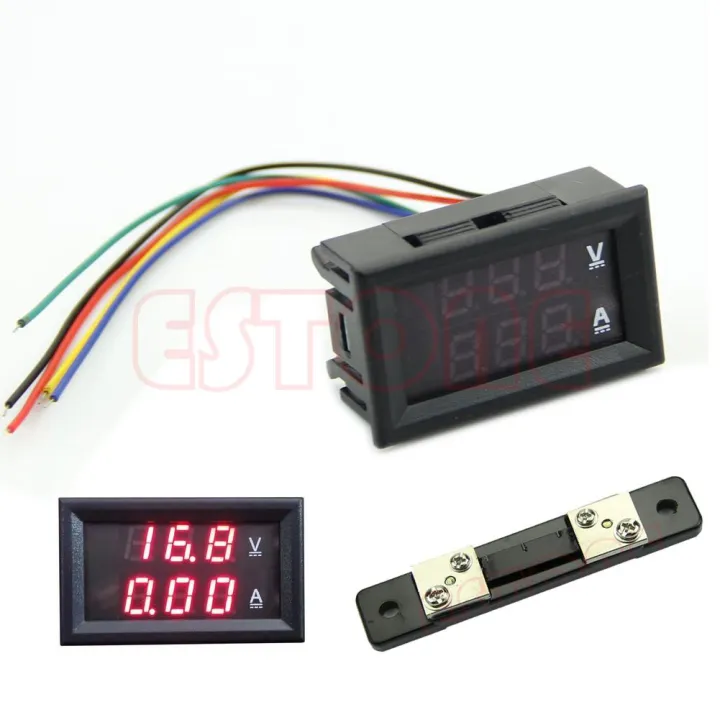 Dual Digital Voltmeter Ammeter Red LED Amp Volt Meter DC 100V 50A +Current Shunt | Lazada PH