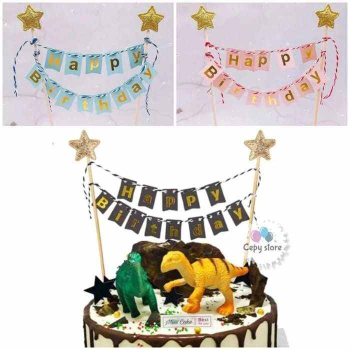 NASIUDUK BANNER CAKE topper banner happy birthday hiasan kue Spanduk ...