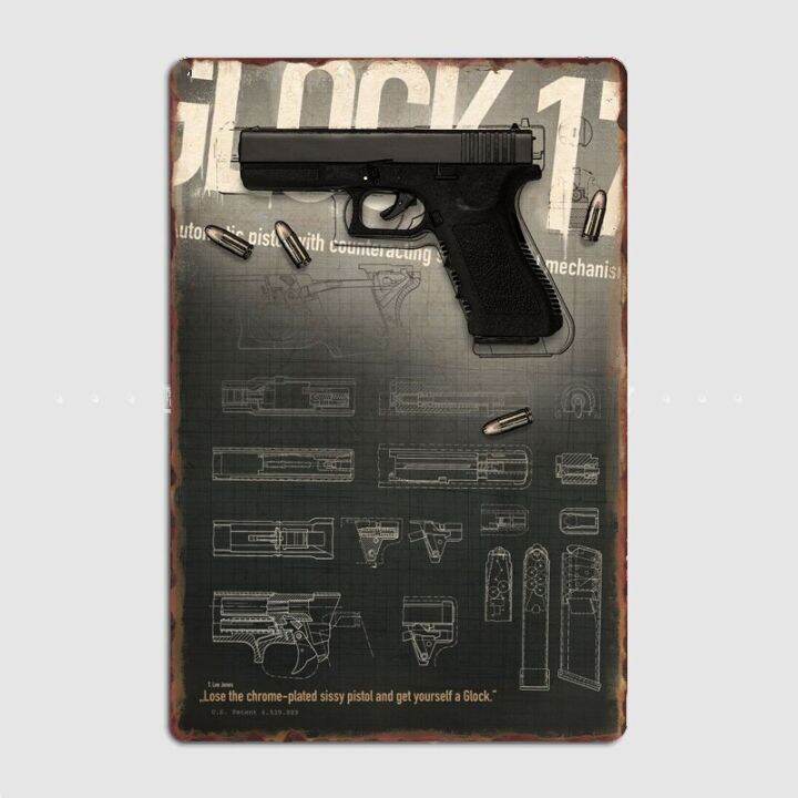 Glock 17 Metal Sign Poster Garage Living Room Cinema Living Custom Tin ...