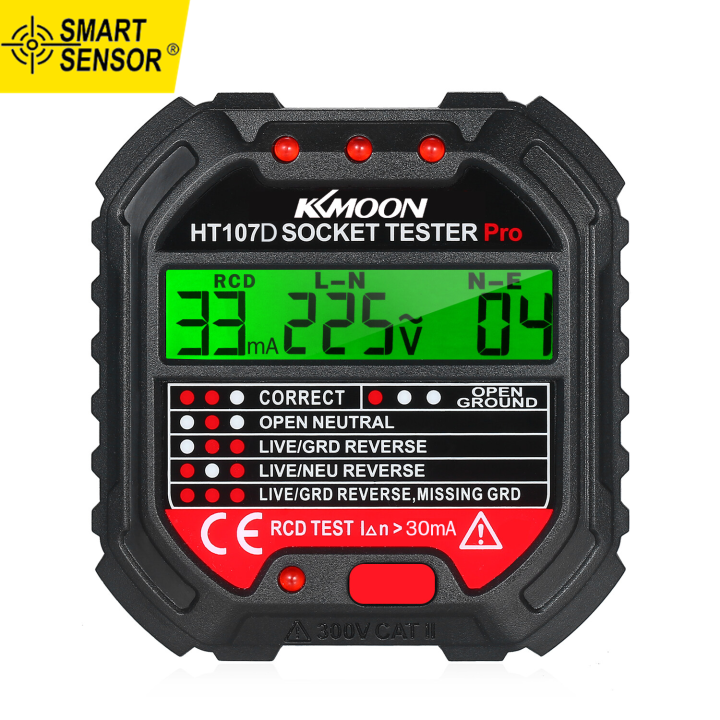 Smart Sensor GFCI Outlet Tester with Voltage Display 90-250V Socket ...