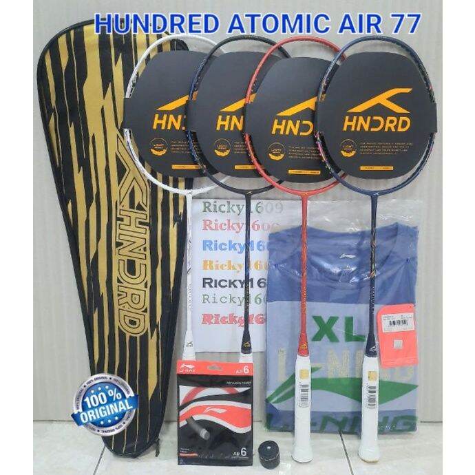 RAKET BADMINTON HUNDRED ATOMIC AIR 77 - HEAD HEAVY - TENSION 32 LBS ...