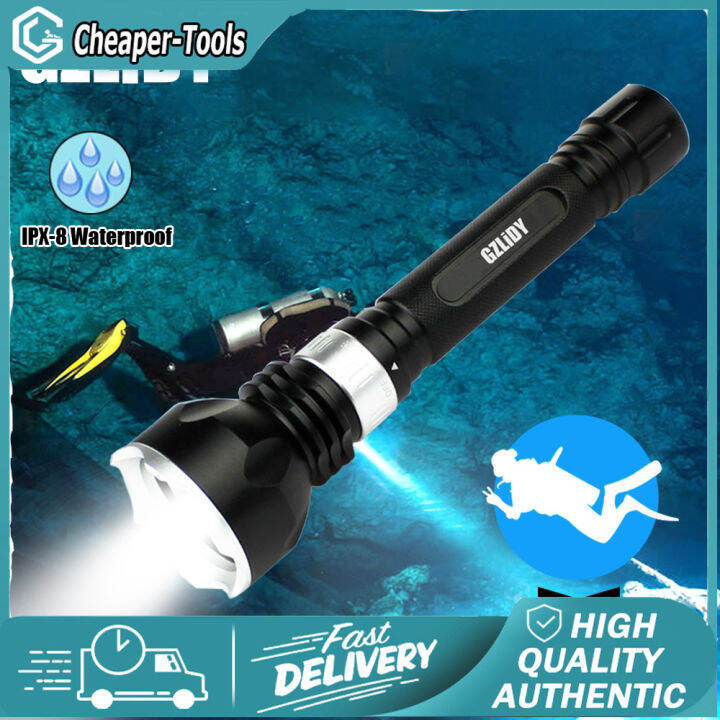 LED Diving Flashlight IPX-8 Diving Lantern Professional Underwater ...