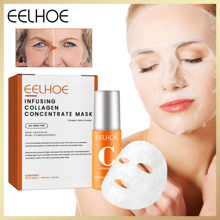 Eelhoe Vitamin C Spray Mask Collagen Face Mask Anti Wrinkle Deep ...