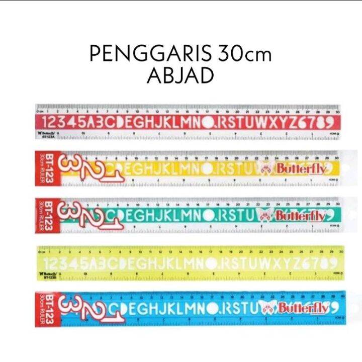 Penggaris Plastik 30cm Abjad Butterfly 123 | Lazada Indonesia