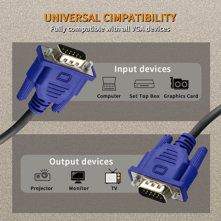 VGA Cable Cable HD 15 Pin Male to Male VGA Wire Cord Line for Laptop PC ...