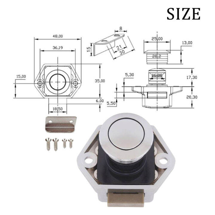 Diameter 20mm Camper Car Push Lock RV Caravan Boat Drawer Latch Button ...