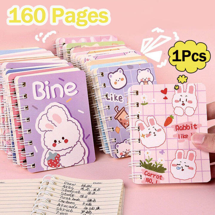 1pcs Cartoon Coil Notebook 80 Sheets Portable Coil Book Portable Coil Notepad Memo Mini Notebook