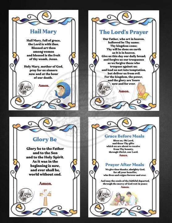 Prayer Religious minimalist Laminated Educational Charts for Kids ...