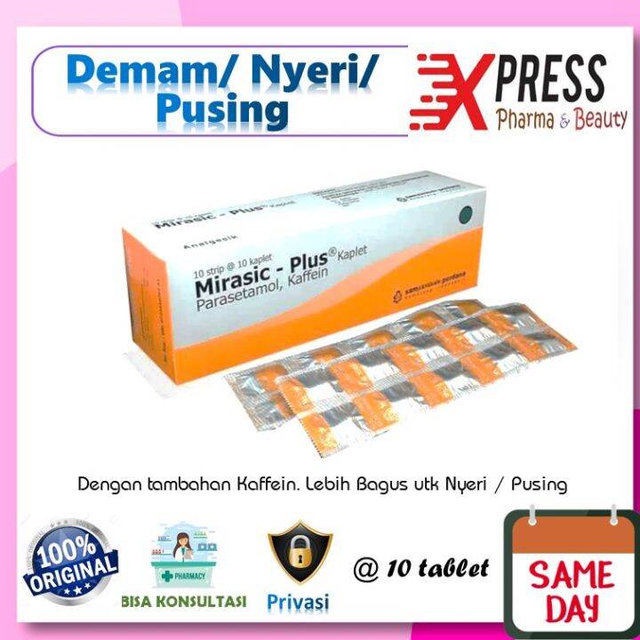 ⚡XPRESS⚡ Mirasic PLUS STRIP Obat Pusing Nyeri Demam Paracetamol ...