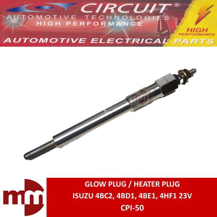 CIRCUIT Glow Plug / Heater Plug for ISUZU 4BC2, 4BD1, 4BE1, 4HF1 23V ...