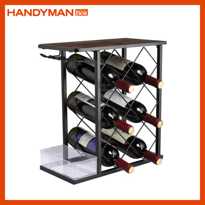 Modern Home Wine Rack Black with Wood Top | Lazada PH