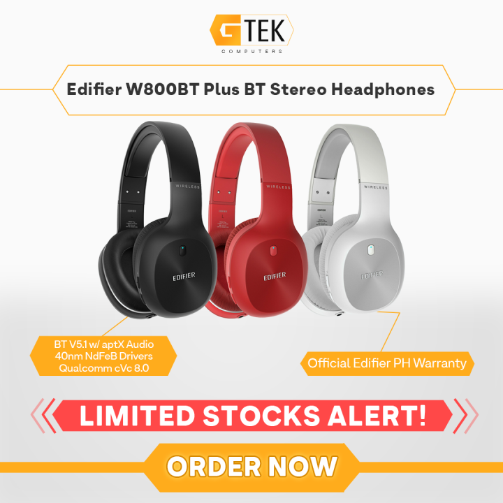 Edifier W800BT Plus Wireless Bluetooth v5.1 Stereo Headphones w/ Mic ...