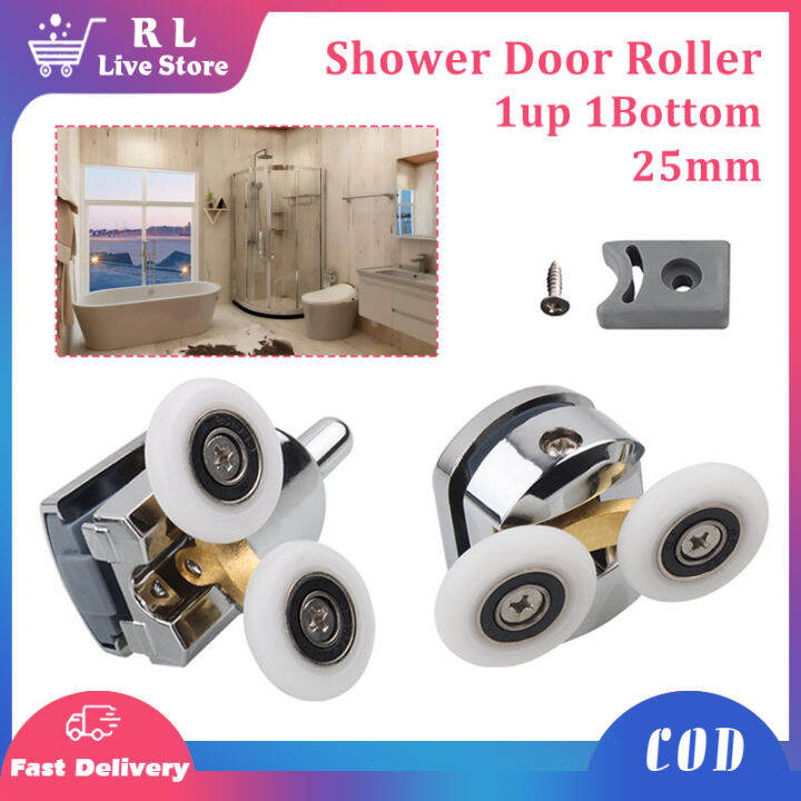 2 Pcs Shower Door Roller Top And Bottom Glass Sliding Door Double Wheel ...