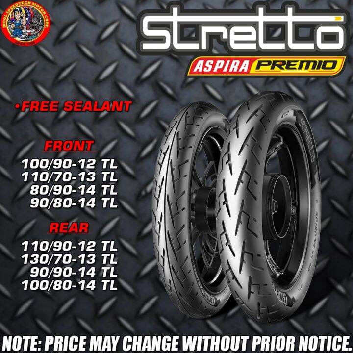 M/C TIRE STRETTO TUBELESS ASPIRA PREMIO FRONT & REAR (ER025A) | Lazada PH