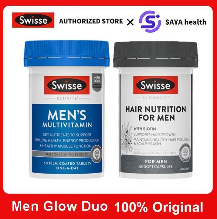 Swisse Men Glow Duo Combo（Men's Multivitamin 60Tab+Hair Nutrition For Men 60 Cap） | Lazada PH