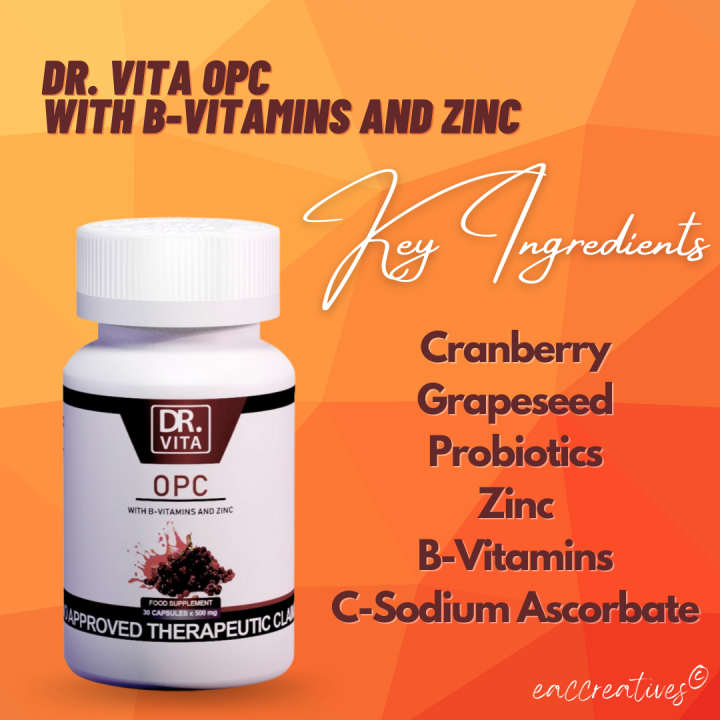 Dr Vita OPC WITH B-VITAMIN AND ZINC 30 CAPSULES X 500 MG | Lazada PH